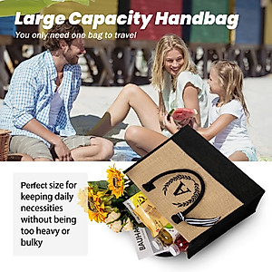 CRSTAFU Beach Tote Bag with Zipper, Burlap Tote Bag for Women, Personalized Monogrammed Birthday Gifts for Women, Bolsos de Mujer with Exquisite Initials Embroidery Pattern (M)