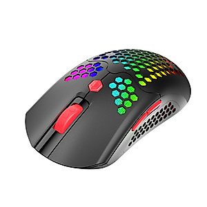 Wireless Gaming Mouse,16 RGB Backlit Ultralight Wireless/Wired Mice with Programmable Driver,Rechargeable 800mA Battery,Pixart 3325 12000 DPI,Lightweight Honeycomb Shell for PC Gamers (Pink)