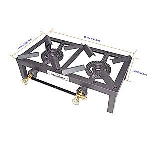 COOKAMP Double Burner Angle Iron Camp Stove with CSA Listed Regulator and 4ft Hose [SA2200]