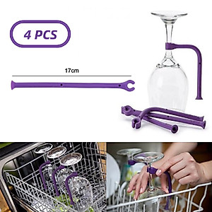 Wine Rack Glass Holder, Flexible 4Pcs Goblet Holder Wine Glass Dishwasher Protector for Home Bar Use