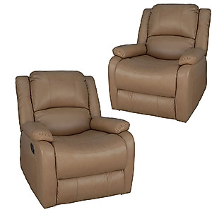 RecPro Set of 2 Charles Collection | 30" Swivel Glider RV Recliner | RV Living Room (Slideout) Chair | RV Furniture | Glider Chair | Toffee