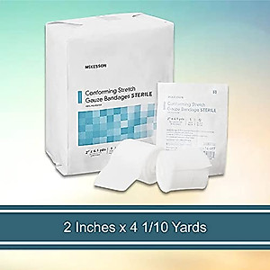 McKesson Conforming Stretch Gauze Bandages, Sterile, 2 in x 4 1/10 yd, 12 Count
