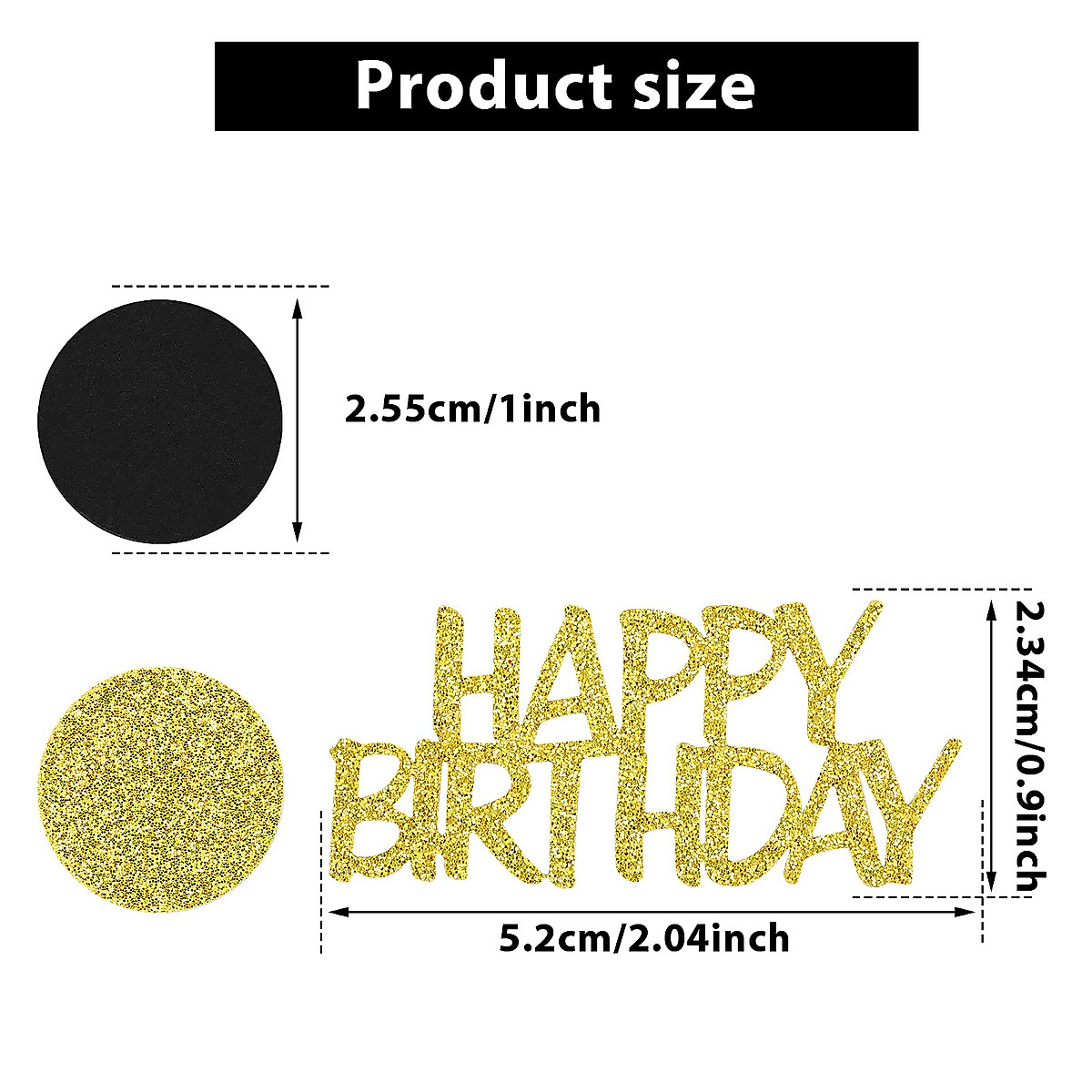 Happy Birthday Party Confetti for Table Glitter Black and Gold Birthday Table Confetti,Sprinkling Scatter Circle Dots Birthday Confetti Paper for Birthday Party Table Confetti Decorations (100 PCS)