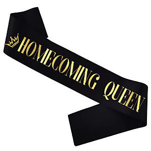 MUMUNN 2 PCS Homecoming King and Homecoming Queen Sashes, Homecoming Party Prom Sashes School Party Favors Decorations, Black and Gold