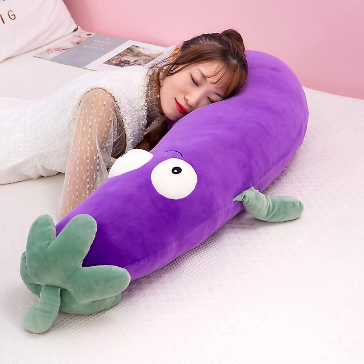 TONGMAN Purple Simulated Aubergine Plush Sleep Pillow Doll, Food Plush Toy Pillow, Stuffed Toy Cushion (27" 70cm) (27Inch/70CM)