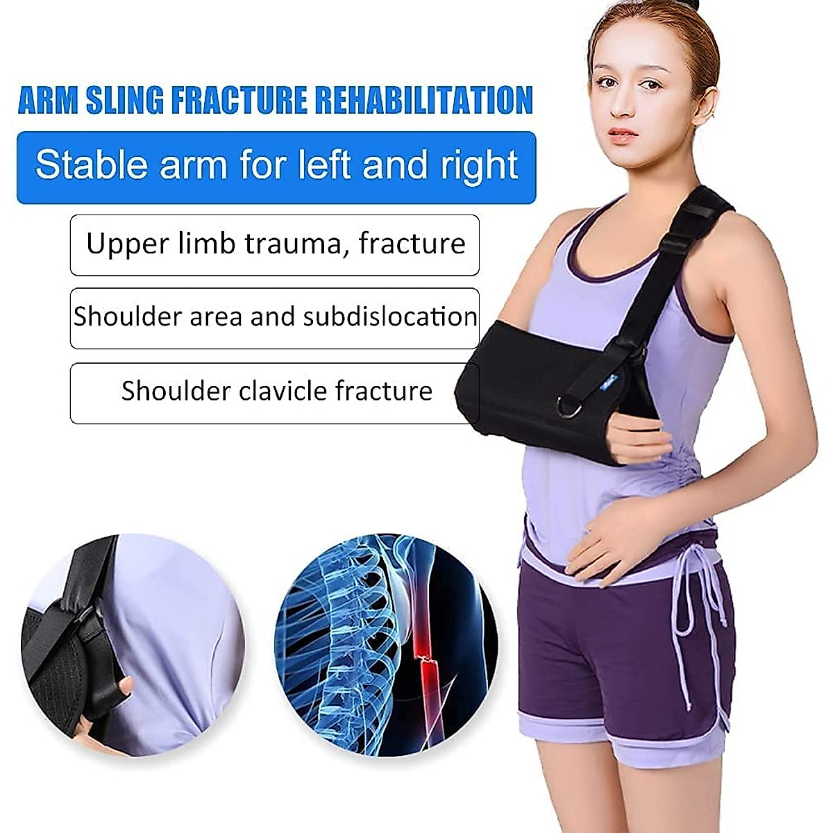QIANMEI Fixed Elbow Brace Arm Sling Dislocated Shoulder Sling, Breathable Arm Sling Shoulder Injury, Broken Wrist Elbow, Rotator Cuff, for Men and Women (Color : L)