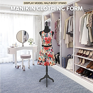 49.6"-63.7" Dress Form for Sewing Clothes Mannequin Stand Female Adjustable Manikin Body for Displays Women Jewelry Torso Model with Tripod Stand,Black