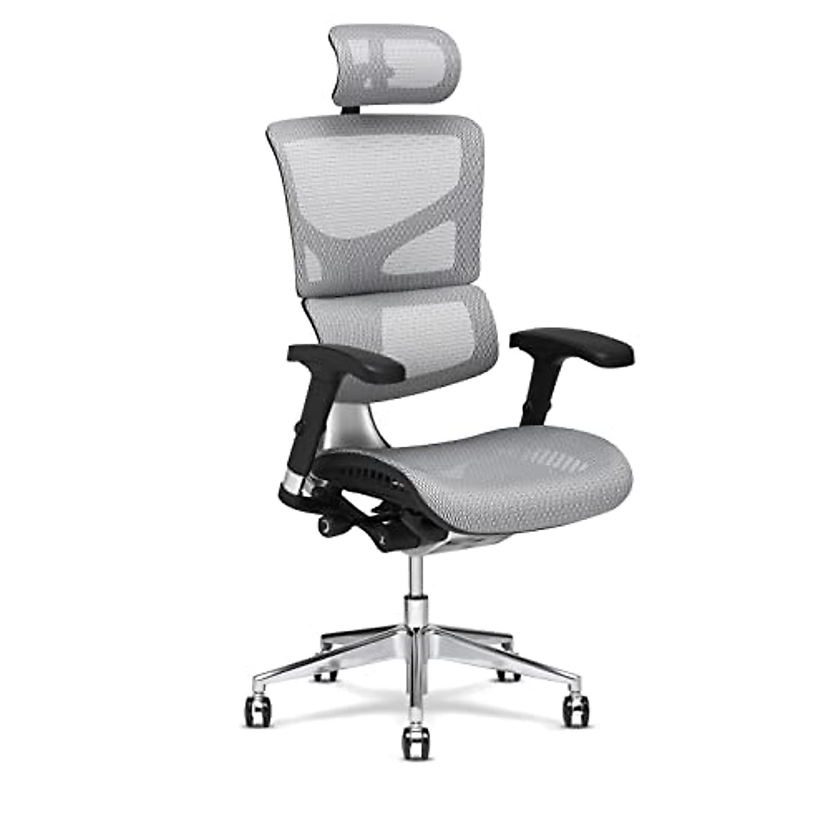 X-Chair X2 Management Task Chair, White K-Sport Mesh Fabric with Headrest - Ergonomic Office Seat/Dynamic Variable Lumbar Support/Floating Recline/Highly Adjustable/Perfect for Long Work Days
