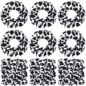 20 Pieces Cow Print Scrunchies Cow Hair Scrunchies Woman Scrunchy Hair Ties Elastic Silk Satin Scrunchies Hairband Scrunchy Ponytail Holder for Player Team Party Hair Accessories(Black)