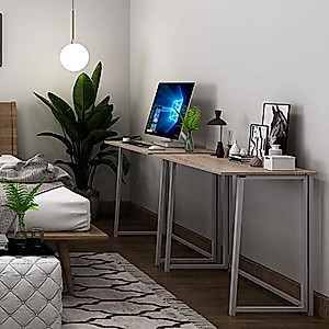 4NM 31.5" Folding Desk, Simple Assembly Computer Desk Study Writing Table for Small Space Offices/Home - Natural and White