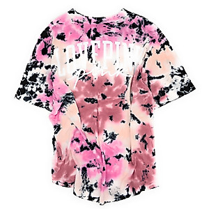 Victoria's Secret Pink Varsity Crew Short-Sleeve Tee, Pink/Black Tie-Dye, Large