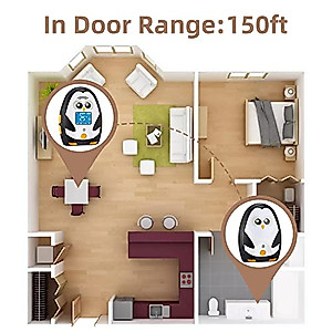 TimeFlys Audio Baby Monitor QQ Portable, Two-Way Talk, Long Range up to 1000 ft, Temperature Monitoring and Warning, Lullabies, Vibration, LCD Display, 1 Adaptor, 1 Set of Rechargeable Batteries