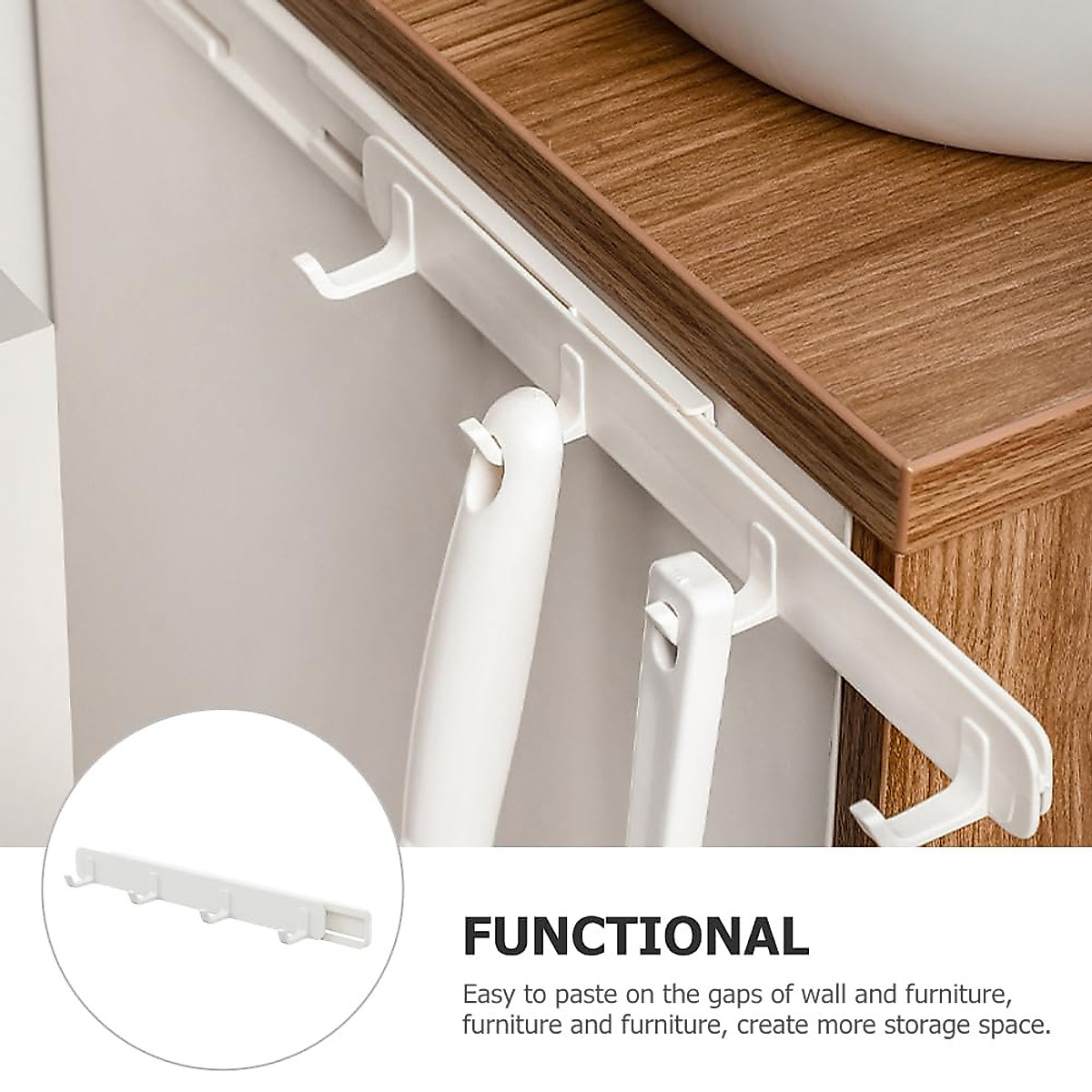 MAGICLULU 2pcs Pull-Out Gap Slide Hook Kitchen Wall Mounted Kitchen Row Hook Hat Hooks Kitchenware Rack Hat Hook Rack Sliding Hanger Rack Hanging Row Hook White Abs Guide No Punching