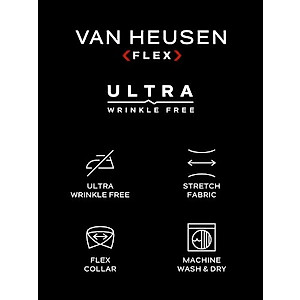 Van Heusen Men's Fit Dress Shirt Ultra Wrinkle Free Flex Collar Stretch (Big and Tall), Hearth, 18.5" Neck 34"-35" Sleeve