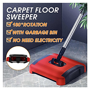 JUSTJUNMIN Handhold Carpet Floor Sweeper Cleaner Push Automatic Broom Home Office Carpet Rugs Scraps Paper Cleaning with Brush Hand Push Sweeper