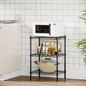 KKN Storage Wire Shelving, 3-Tier Metal Storage Rack - Industrial Steel Shelving Unit for Kitchen, Laundry and Garage, Durable Garage Storage Shelves and Utility Racks 15.7" L x 11.8" W x 22.8" H