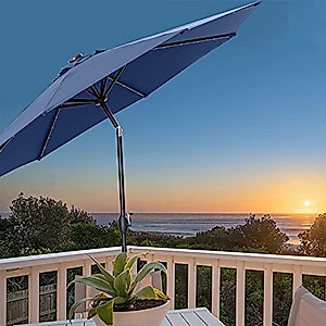GDY 10Ft Patio Umbrella, Solar Powered 40 LED Lighted Outdoor Table Market Umbrella with Tilt and Crank, Center Light (Navy Blue)