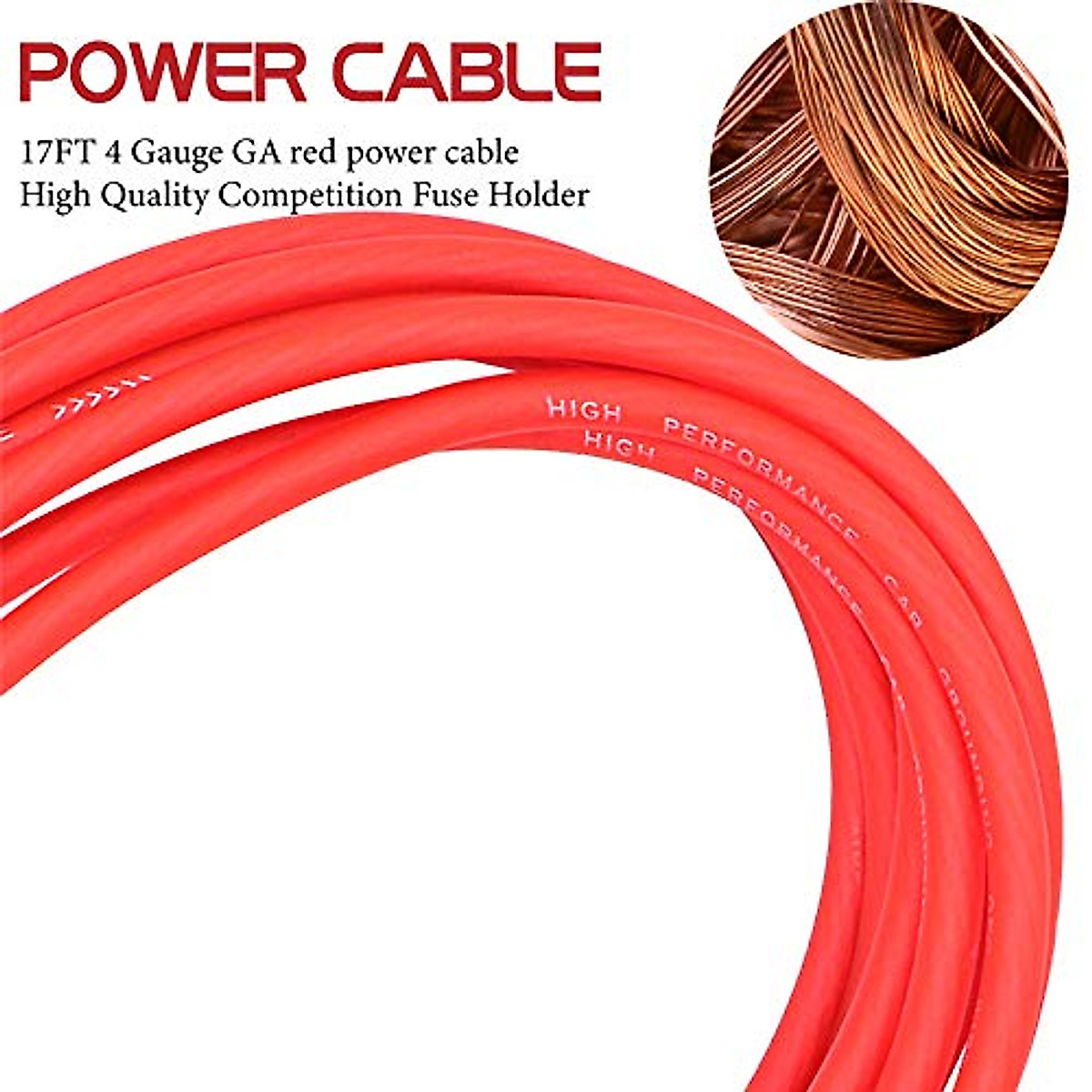 4 Gauge Audio Amplifier Installation Wiring Systems KIT,Make Connections and Brings Power to Your Radio,Subwoofers and Speakers