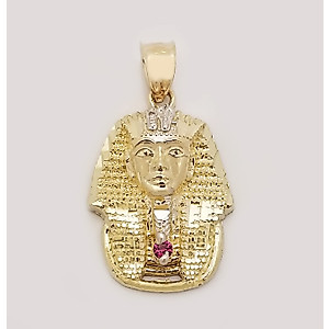 AMZ Jewelry 10k Yellow Gold Egyptian Pharaoh Pendant Gold Pharaoh Head Charm For Necklace