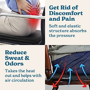 YOGI-ZONE Gel Seat Cushion for Long Sitting – 16.5x16.5x1.6 in. Honeycomb Seat Cushion for Back Pain Relief with Yoga Videos – TPE Cushion with Nonslip Breathable Cover for Office Chair & Car Seat