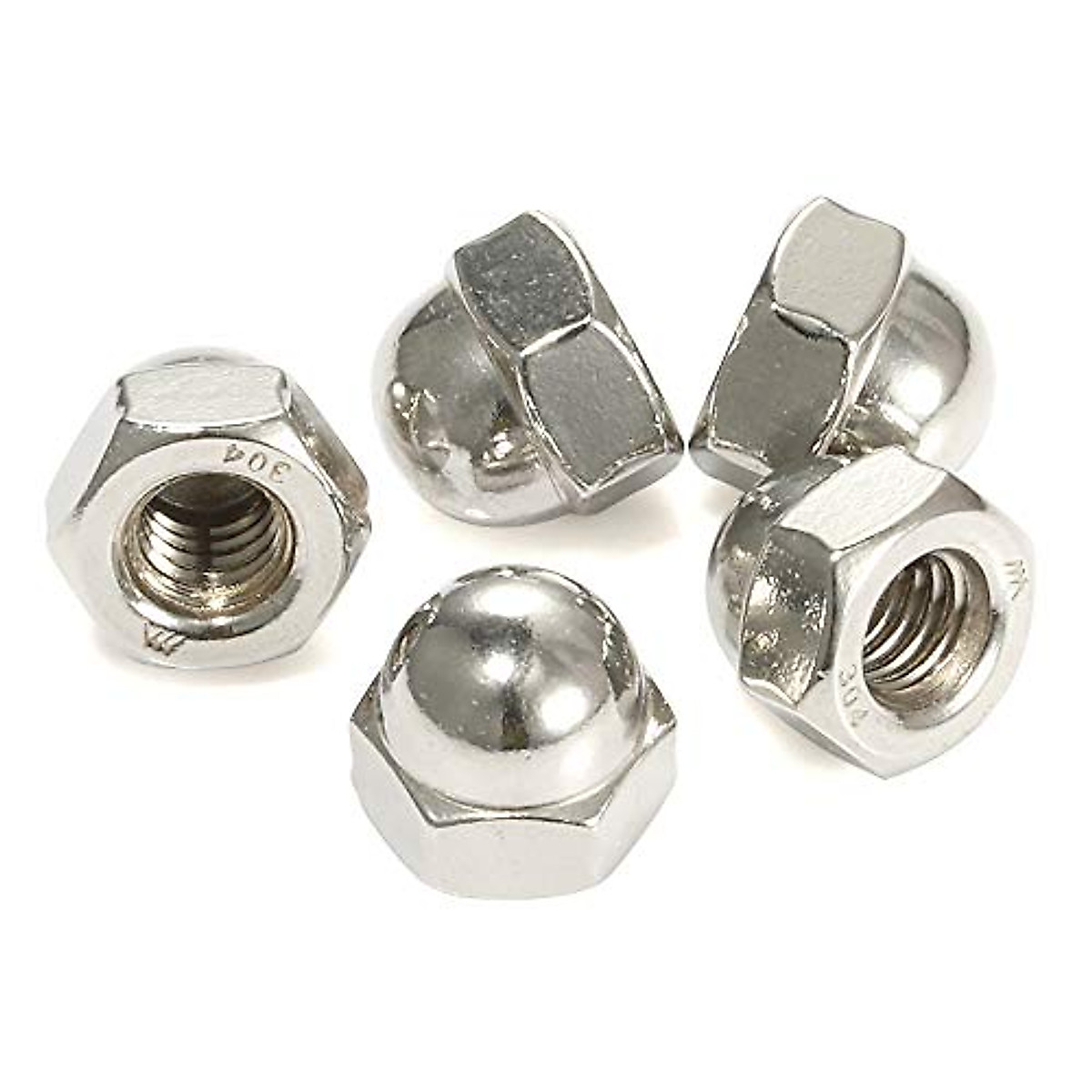 M10 Acorn Hex Cap Dome Head Nuts, 304 Stainless Steel 18-8, Bright Finish, Pack of 10