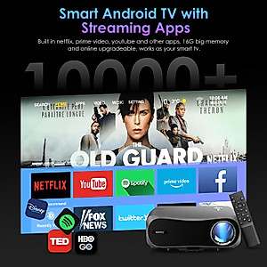 Smart 4K Daylight Projector 1000 ANSI, 5G WiFi Projector Native 1080P Bluetooth HDMI USB Apps YouTube NetFlix, 4D Keystone Zoom Ceiling 200” for Home Theater Gaming Outdoor Movie TV Stick PC DVD PS5