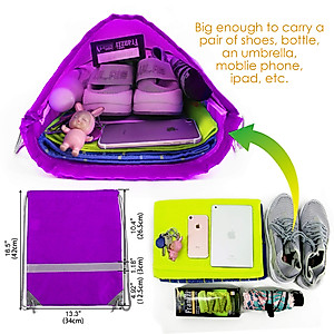 BeeGreen 20 Pieces Purple Drawstring Backpacks Bulk, Draw String Bags for Gym Sport, Reflective Cinch Blank Bag