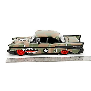 Big Time Muscle 1:24 1957 Chevrolet Bel Air Die-Cast Car, Toys for Kids and Adults(Army Green)