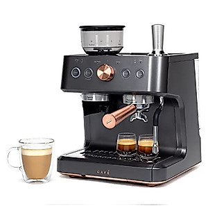 Café Bellissimo Semi Automatic Espresso Machine + Milk Frother | WiFi Connected| Built-In Bean Grinder, 15-Bar Pump & 95-Ounce Water Reservoir | Matte Black, C7CESAS3RD3