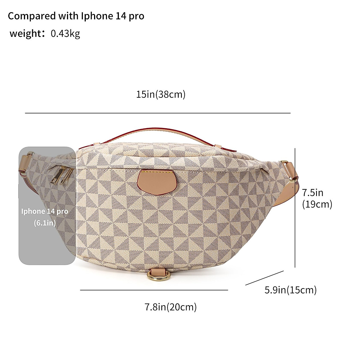 Sling Bag for Women Small Belt Chest Bum Bag Checkered waist Fanny Pack Crossbody for women Designer-Perfect for On-the-Go Style (White 1)