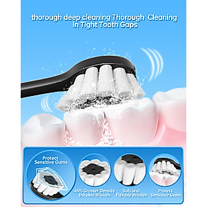 Aneebart Sonic Electric Toothbrush 2 Pack，Electric Toothbrush for Adults，Travel Electric Toothbrush Includes 12 Brush Heads，IPx8 Waterproof （Black & White ）