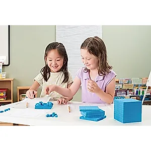 hand2mind Blue Plastic Base Ten Blocks Flats Set, Place Value Blocks, Counting Cubes for Kids Math, Base Ten Blocks Classroom Set, Math Blocks Kindergarten, Base 10 Math Manipulatives (Set of 10)