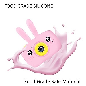 Jeanoko Kids Camera, Children Photo Camera Protective Case Portable GC0308 Sensor MP3 Function for Fun(Pink)