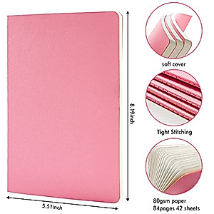 feela 36 Pack Soft Cover Journal Bulk, Lined Blank Travel Journal for Women Men Writing, Notebooks College Ruled for Work, Note Taking Notebook School Business Supplies, 8.2” x 5.5”, A5, Pink
