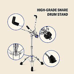 Donner Snare Drum Stand Set with Drum Practice Pad, 12'' Double-sided Silent Drum Pad set, Drumsticks, Backpack Adjustable Stand Fits 10''-14'' Dia Drums
