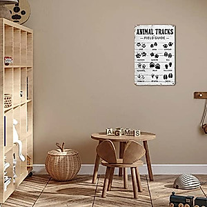 CrazySign Animal Tracks Field Guide Sign Log Cabin Wall Decor, Forest Hunting Decor, Boy Nursery Decor 8 x 12 Inch (211)