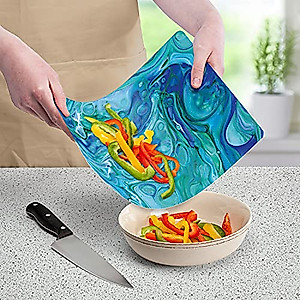 Cut N' Funnel Blue Fluidity Designer Flexible Cutting Board Mat, 15" x 11.5", Made in the USA, Decorative, Flexible, Easy to Clean