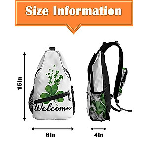 Sling Backpack, St. Patrick's Day Green Clover Waterproof Lightweight Small Sling Bag, Travel Chest Bag Crossbody Shoulder Bag Hiking Daypack for Women Men