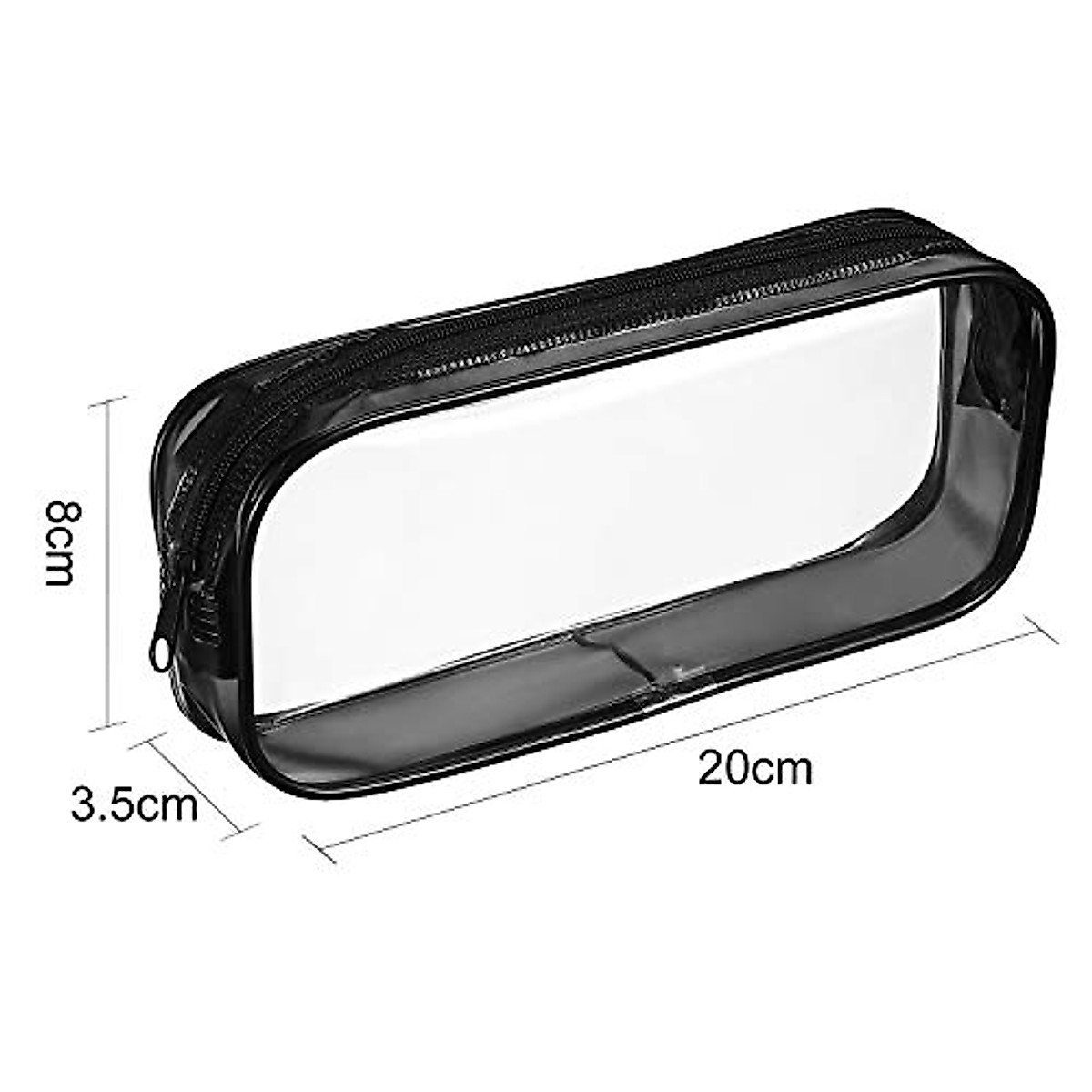 Tatuo 4 Pieces Clear PVC Zipper Pen Pencil Case, Big Capacity Pencil Bag Makeup Pouch (Black)