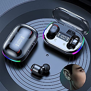 Qiopertar Wireless Earbuds Bluetooth 5.3 in Ear Light-Weight Headphones Built-in Microphone Immersive Premium Sound Headset with Charging Case Low-Latency for Sports IPX5 Waterproof Black