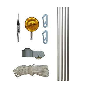Service First Heavy Duty Delta Sectional Flag Pole Complete Kit (20 Foot, Silver)