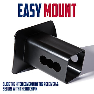 Zone Tech Tactical USA American Flag Hitch Cover - Premium Quality Stainless Steel Black Metal American Flag Emblem Trailer Plug Hitch Cover -US Patriotic Pledge of Allegiance - Fits 2” Receivers