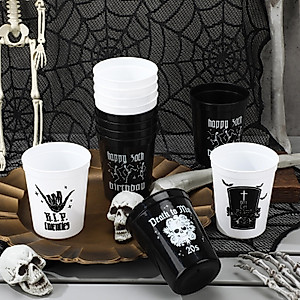 Layhit 12 Pcs Gothic 30th Birthday Plastic Cups 16 oz Reusable Death to My 20s Thick Cup Halloween 30th Birthday Cups Novelty Rip Twenties Stadium Cups for 30th Birthday Party Supplies Decorations