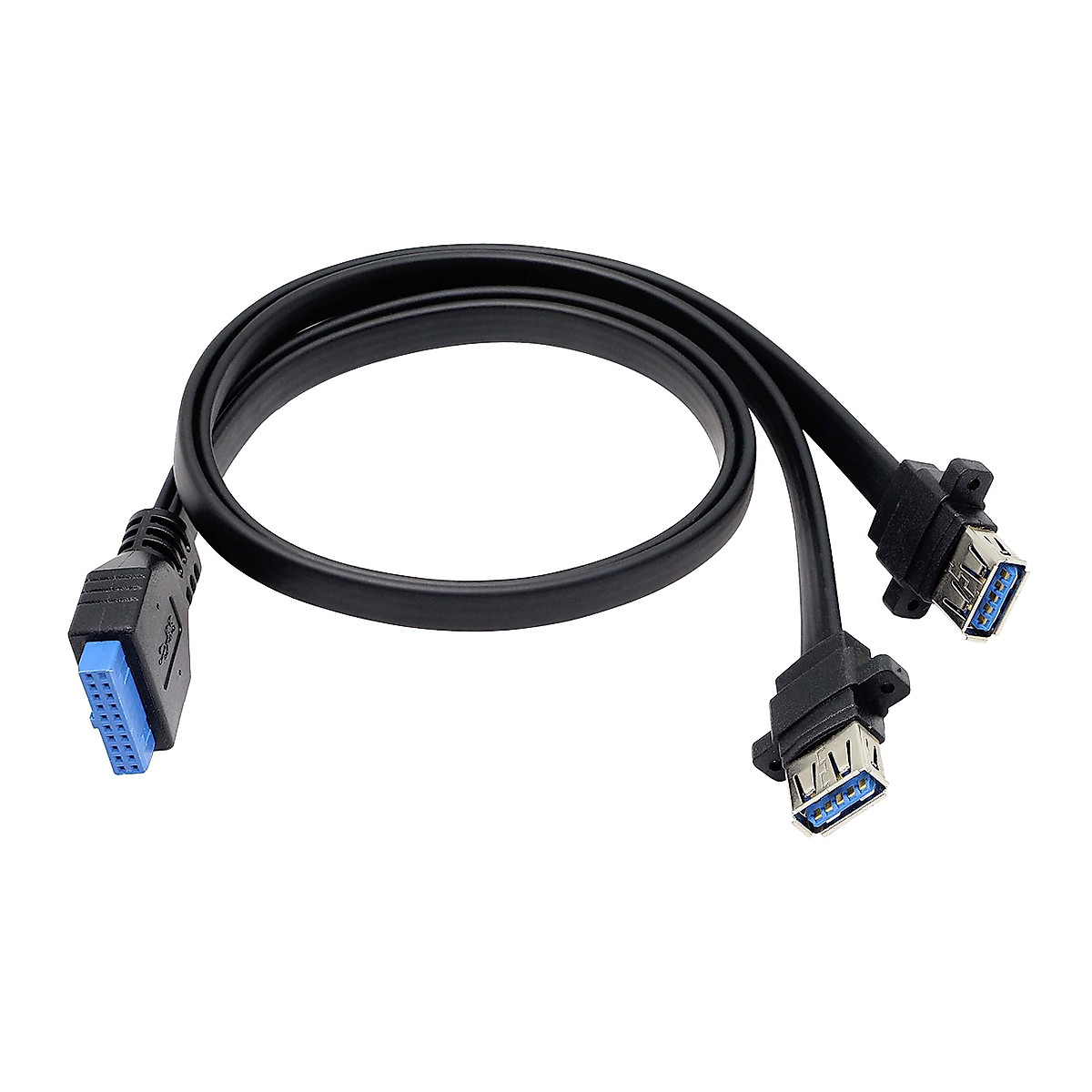 XMSJSIY USB 3.0 Front Panel Cable, Motherboard 19/20pin Cable to USB Female Splitter Adapter Extension Connector -50cm/19.6inch