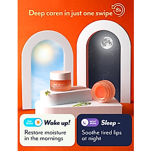 SelfBeauty Lip Mask - Rosehip & Collagen, Vegan Lip Balm, Lip Moisturizer, Overnight Hydrating Lip Treatment with Collagen Peptide, Lip Scrub Exfoliator Intensive Lip Repair, 0.51fl.oz