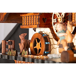 Cuckoo-Palace Large German Cuckoo Clock - The Seesaw Mill Chalet with Quartz Movement with Moving Seesaw - Black Forest Clock