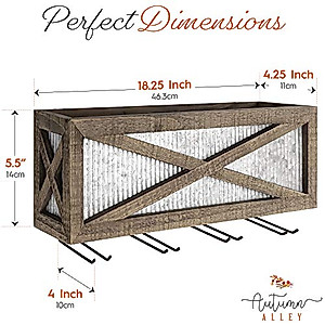 Autumn Alley Rustic Barn Door Wine Rack with Glass Storage - Country Home Decor Rustic Farmhouse for Kitchen, Dining Room – Wood and Metal Wine Wall Mount Storage – Holds 5 Bottles, 4 Stemmed Glasses