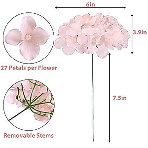 JPSOR 30pcs Hydrangea Artificial Flowers, Silk Flower Heads with Stems, Fake Flowers for Wedding Arch Centerpiece Home Decoration (Pink)