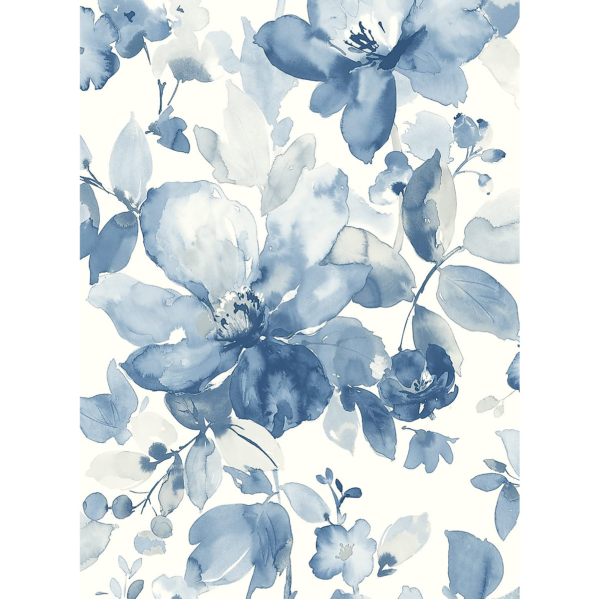 NextWall Watercolor Flower Peel and Stick Wallpaper (Bluestone)