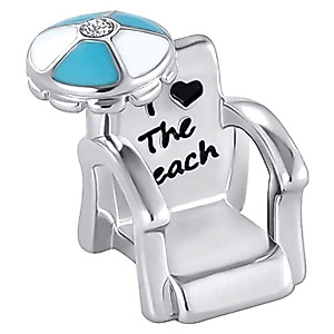 DWJSu Travel Love The Beach Summer Chair Umbrella Holiday Charms Bead Compatible with Pandora European Charm Bracelet & Necklace